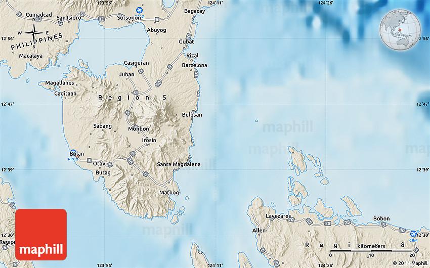 Shaded Relief Map Of Matnog, Matnog, Philippines, Manila, Matnog ...