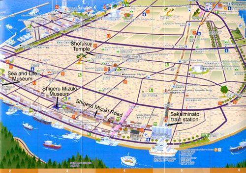 Map Of Tottori Japan Sakaiminato | Map From The Sakaiminato Guide Book ...