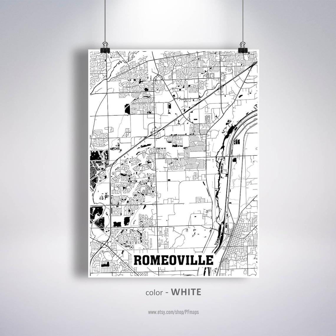 Romeoville Map Print Romeoville City Map Illinois Il Usa Map | Etsy ...