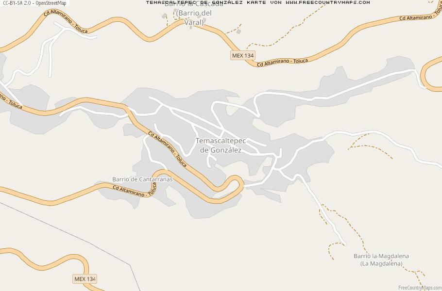 Karte Von Temascaltepec De Gonzalez :: Mexiko Breiten- Und Langengrad ...